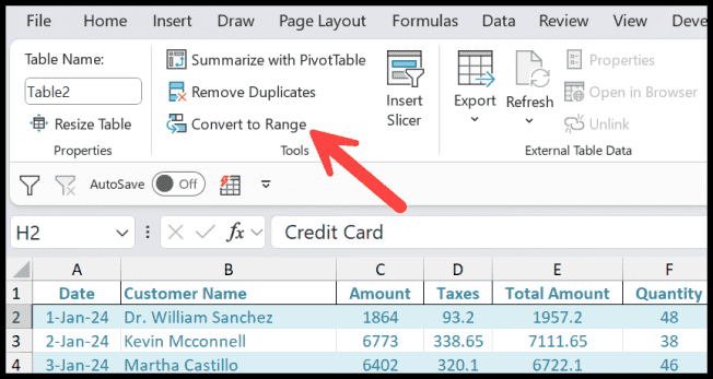 How to Remove Table Formatting in Excel